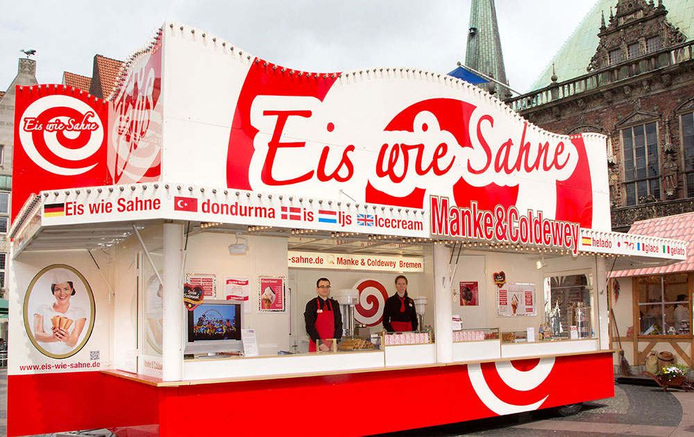 Mieten Sie einen Eiswagen oder die mobile Eis-Theke